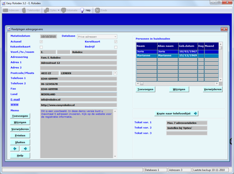 Easy Rolodex basic versie - Easy Rolodex